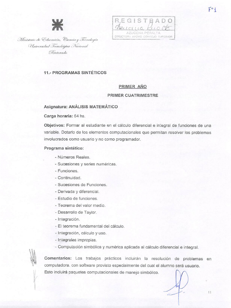 Plan de Estudio - LHS - UTN FRA - SEDE SAG | PDF