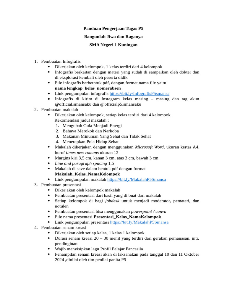 Panduan Pengerjaan Tugas P5 | PDF
