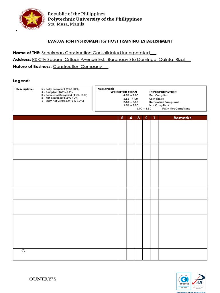 Evaluation Instrument For HTE - Final | PDF