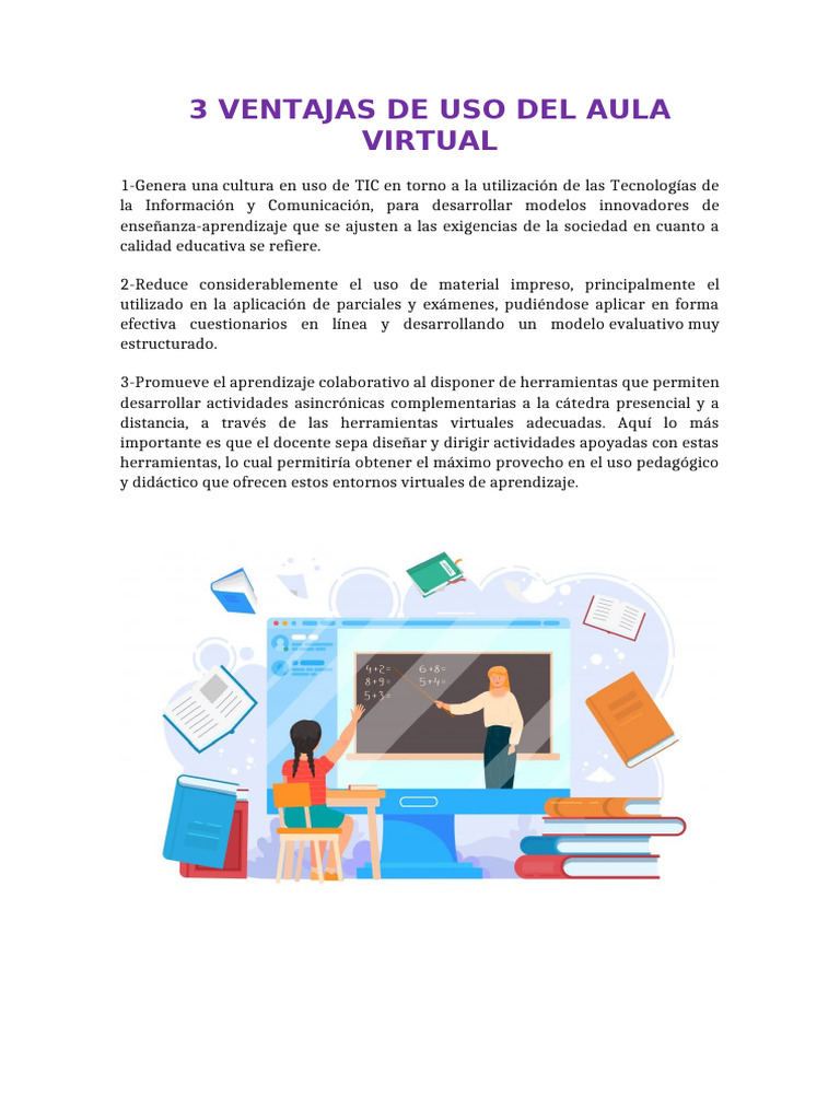 3 VENTAJAS DE USO DEL AULA VIRTUAL | PDF