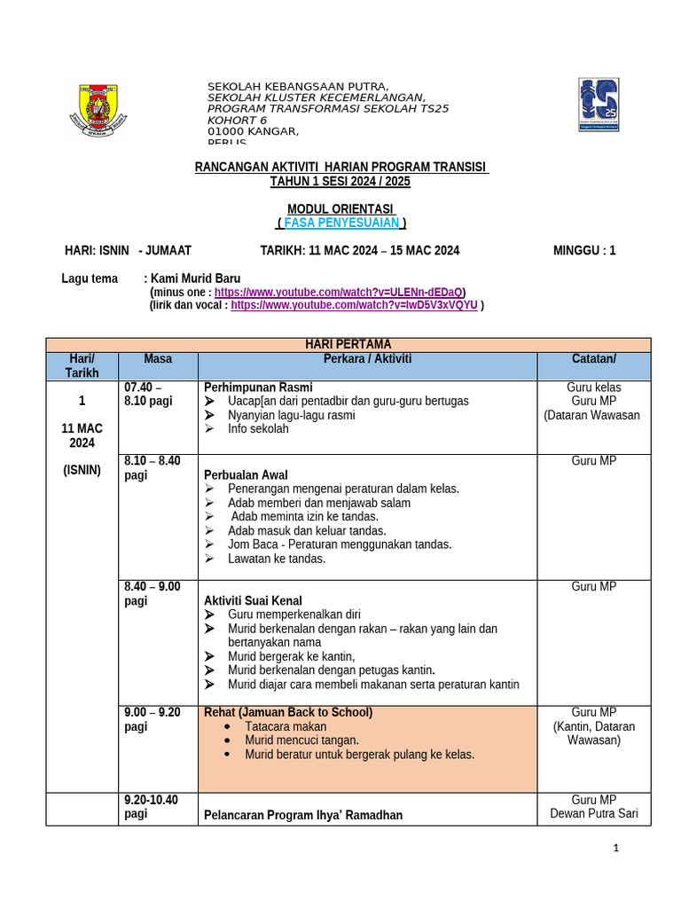Jadual Transisi 2024 | PDF