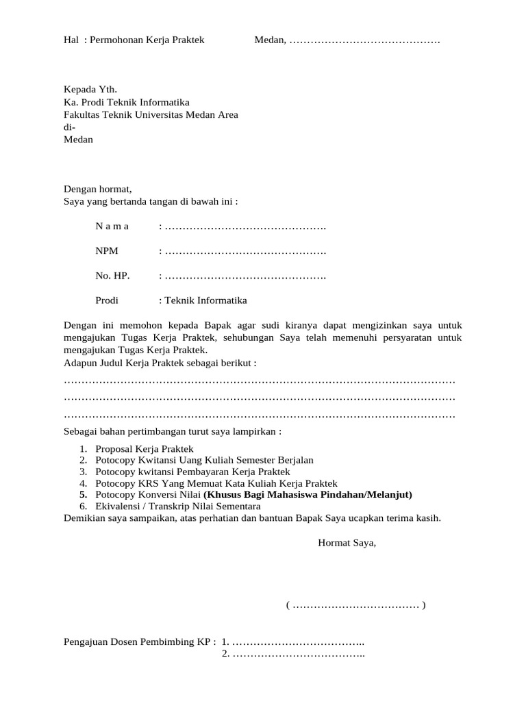 Form-Pengajuan-KP | PDF