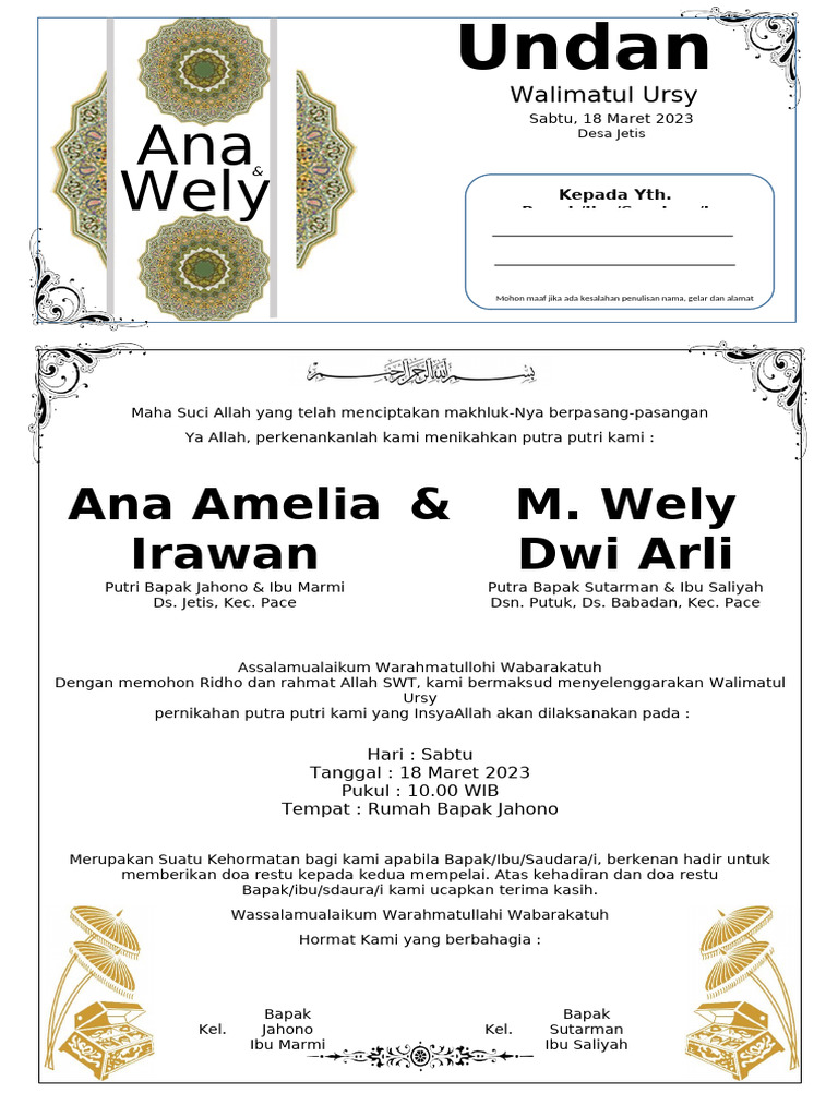 Undangan Walimatul Ursy | PDF