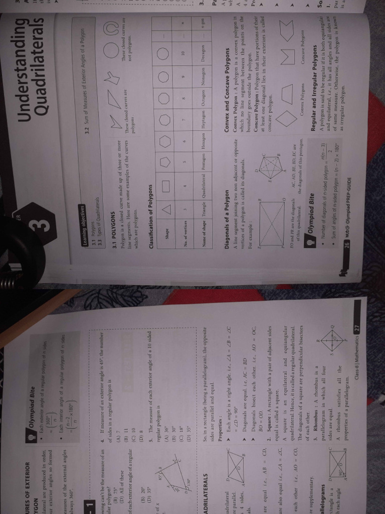 Understanding Quadrilaterals Class 8th Maths SOF Guidebook PDF | PDF