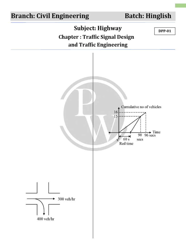 Traffic Signal Design and Traffic Engineering - DPP 01 | PDF