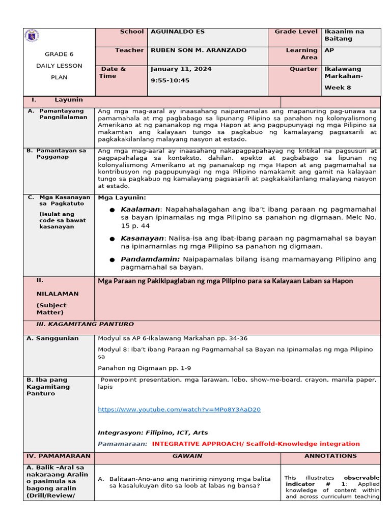 Mga Paraan NG Pakikipaglaban NG Mga Pilipino para Sa Kalayaan Laban Sa ...