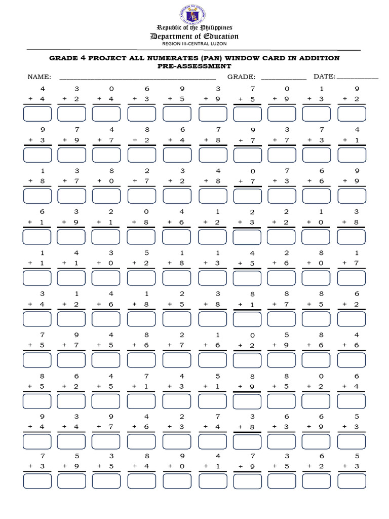 Grade 4 - Window Cards - Pre Assessment | PDF