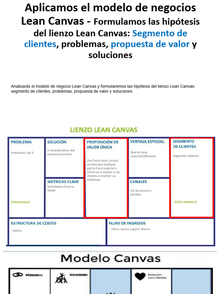 Aplicamos el modelo de negocios Lean Canvas -.pptx | PDF