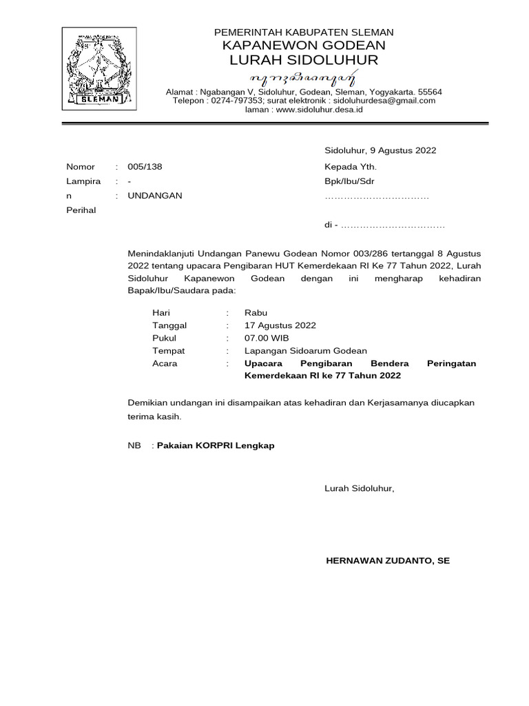 Undangan Syawalan Dan Pembinaan LKD | PDF