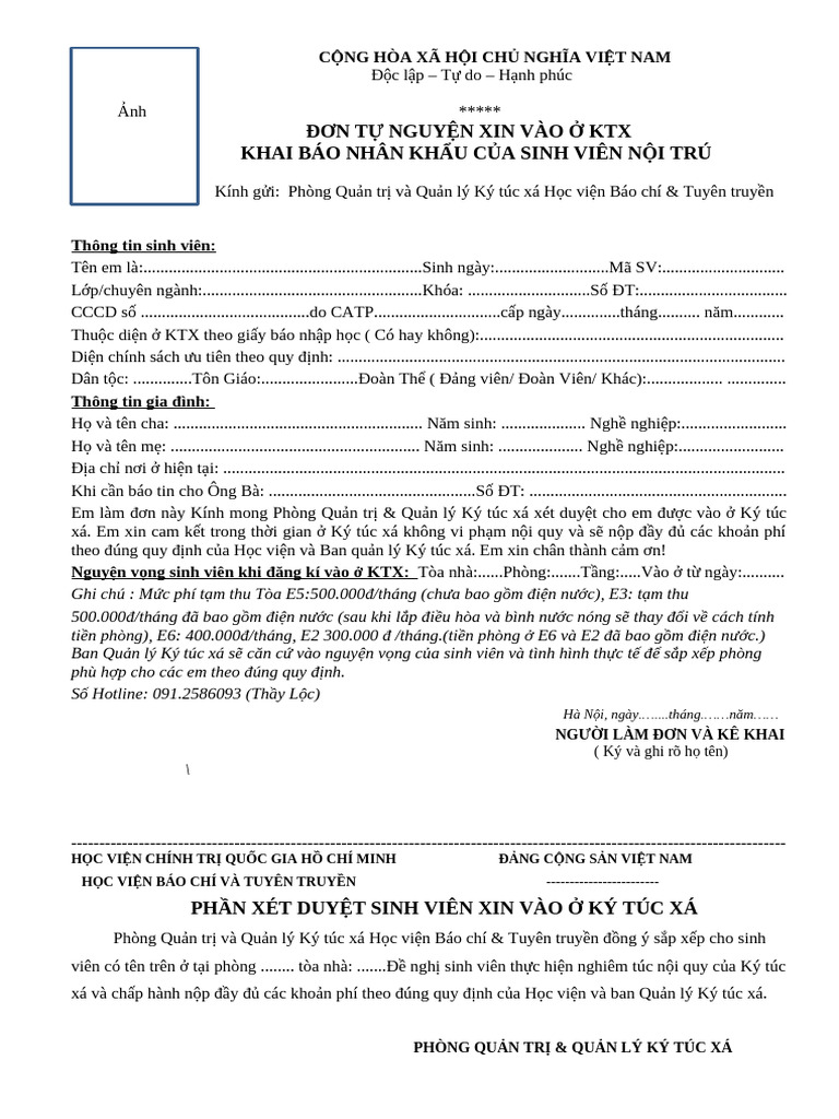 Mau Don Xin Vao o KTX | PDF