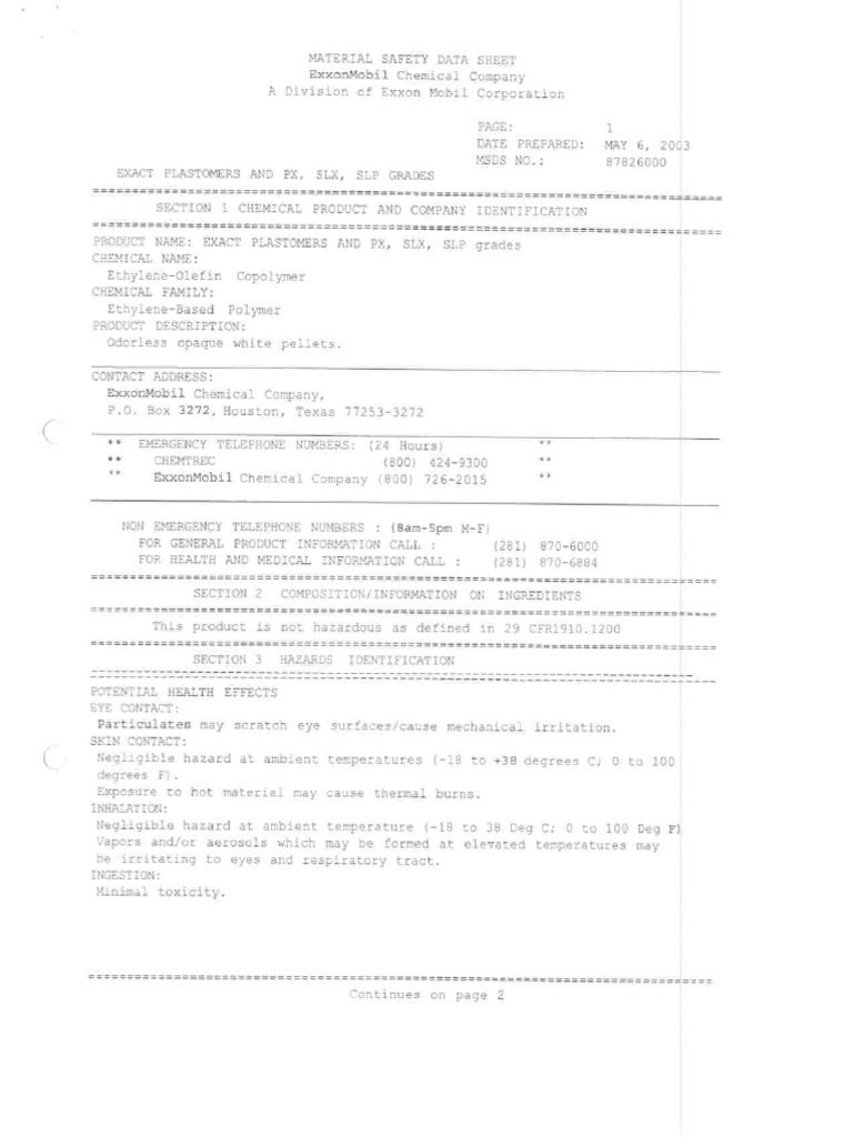 Exxon Mobil Oil Msds | PDF