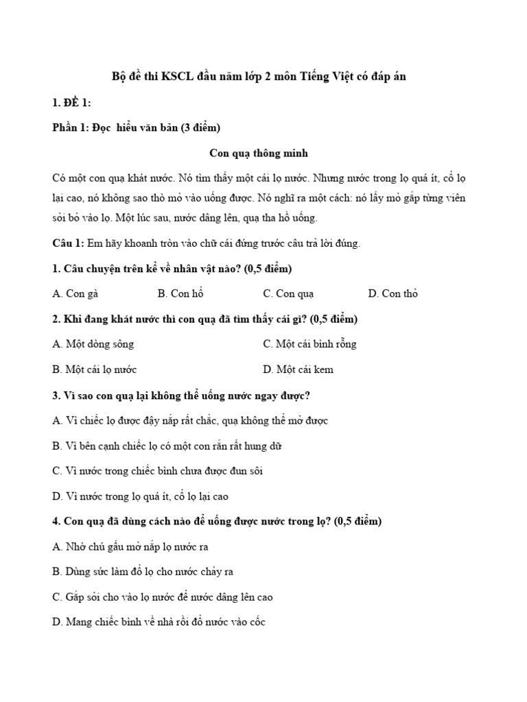 Bo de Thi Khao Sat Chat Luong Dau Nam Lop 2 Mon Tieng Viet | PDF
