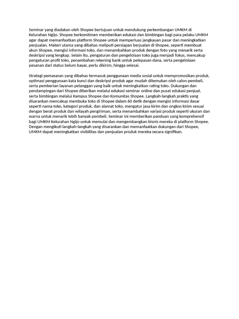 Rangkuman Seminar Shopee | PDF