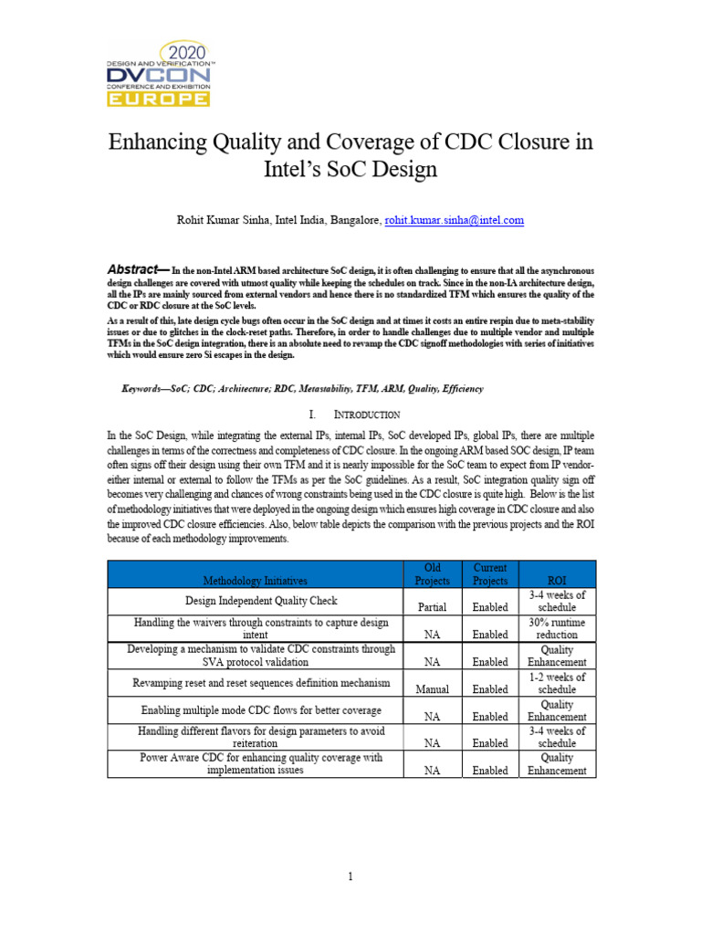 Enhancing Quality and Coverage of CDC Closure in Intels Soc Design | PDF
