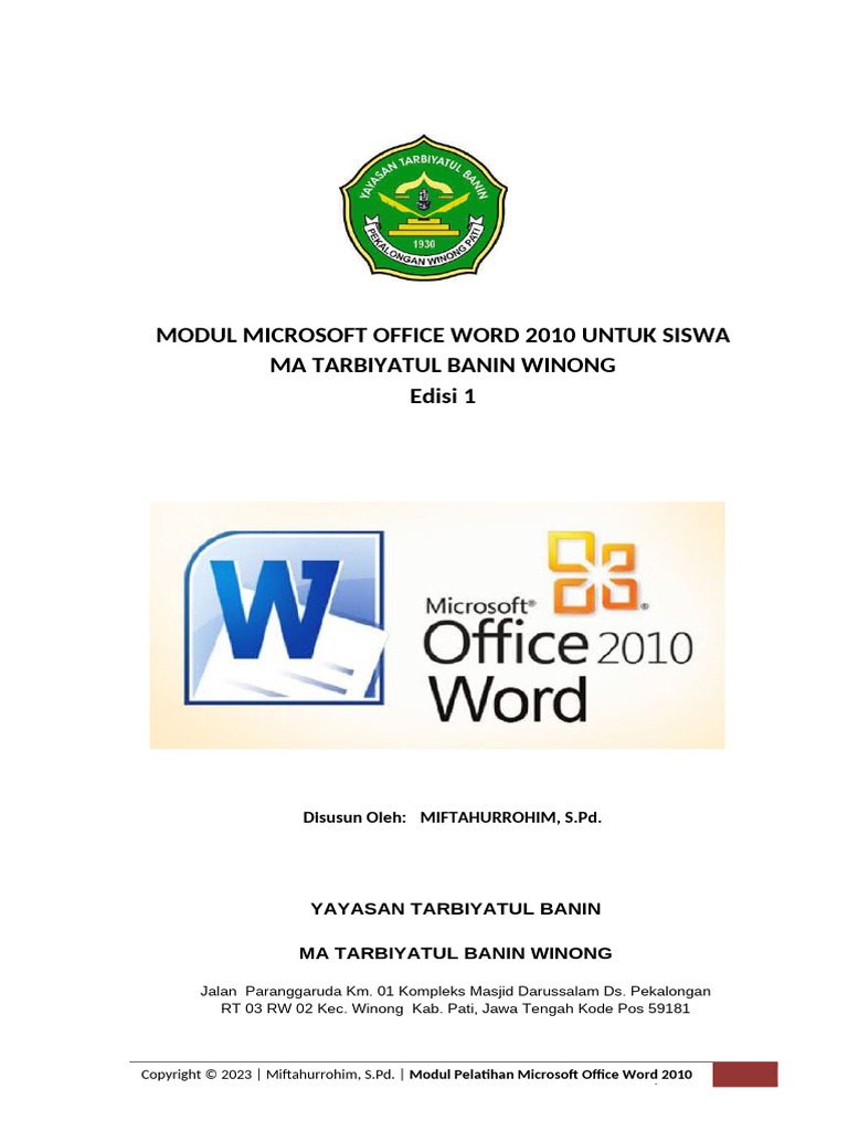 Modul Micosoft Office Word 2010_MA Banin | PDF