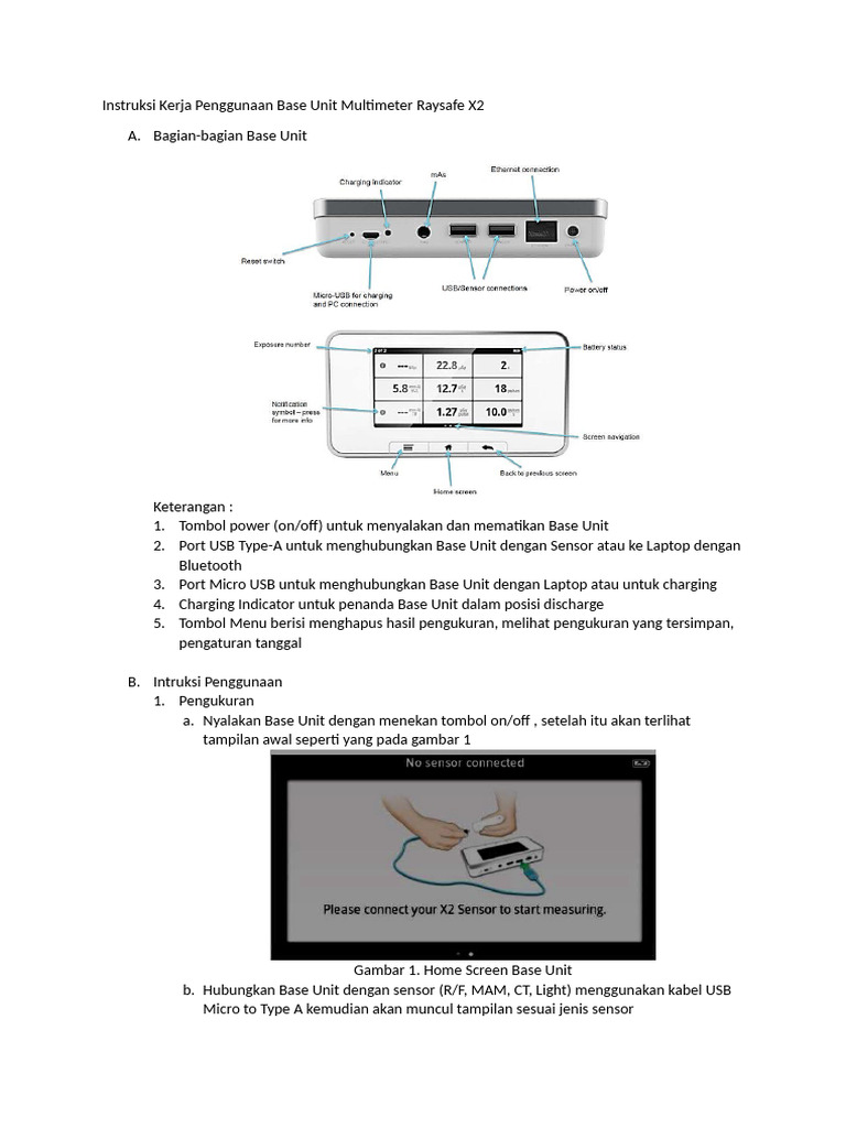 Instruksi Kerja Penggunaan Base Unit Multimeter Raysafe X2 | PDF