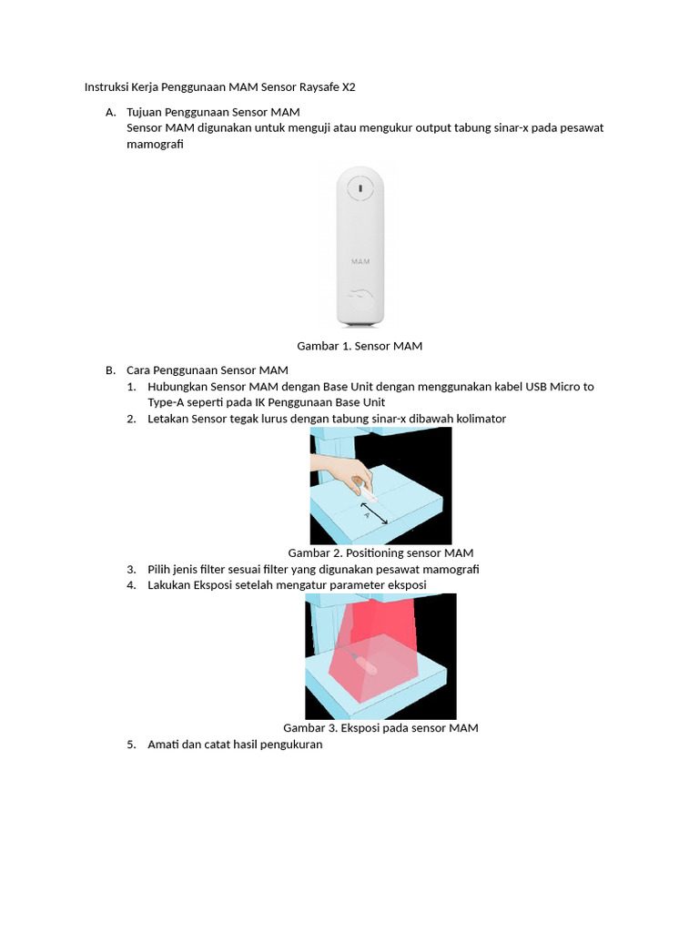 Instruksi Kerja Penggunaan MAM Sensor Raysafe X2 | PDF