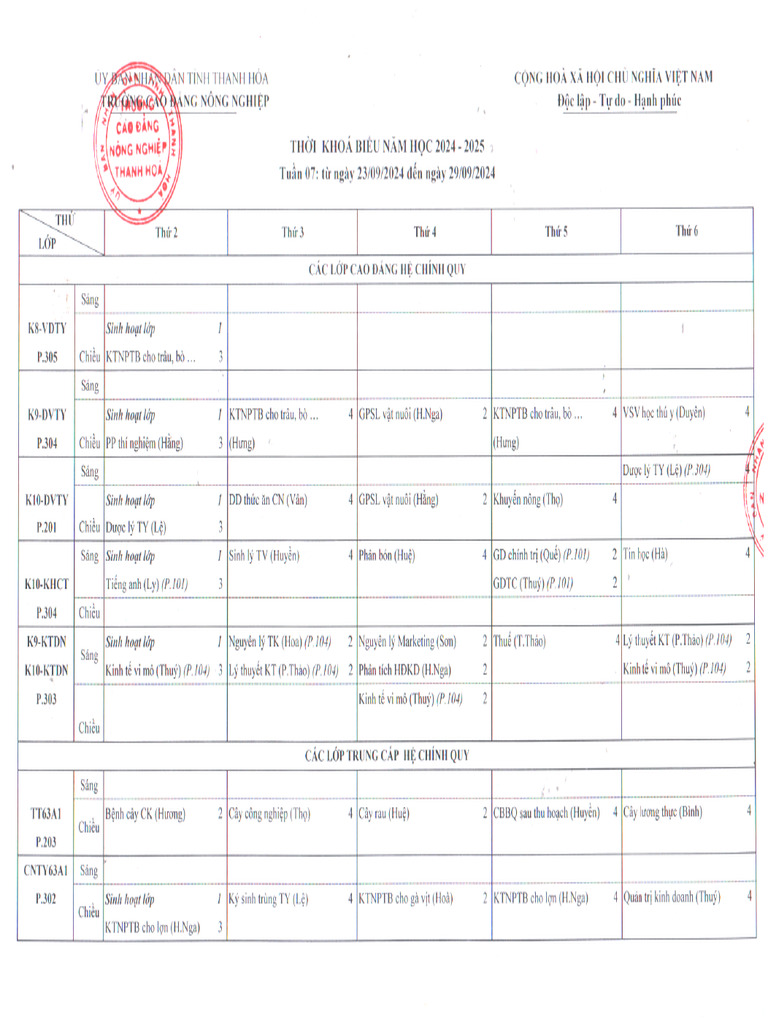 Thoi Khoa Bieu Tuan 7 | PDF