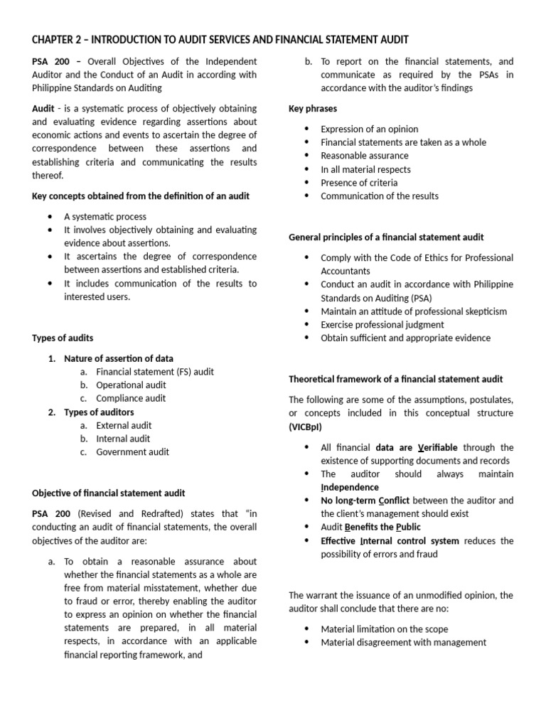 Chapter 2 Introduction To Audit Services and Financial Statement Audit | PDF