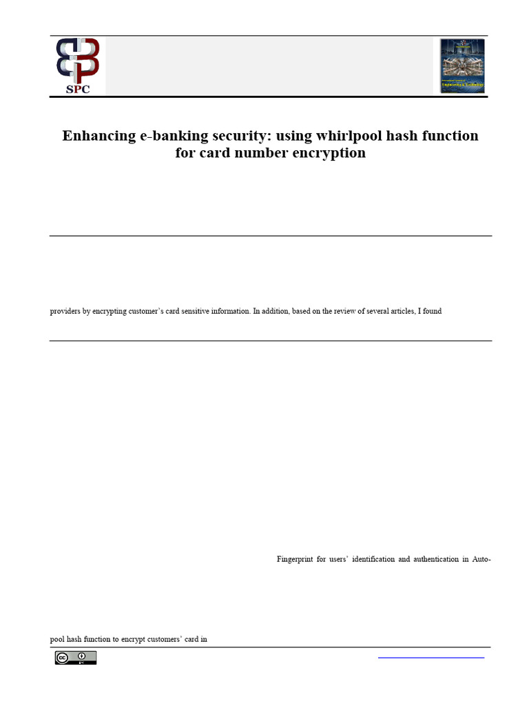 Enhancing E Banking Security Using Whirlpool Hash Function For Card ...