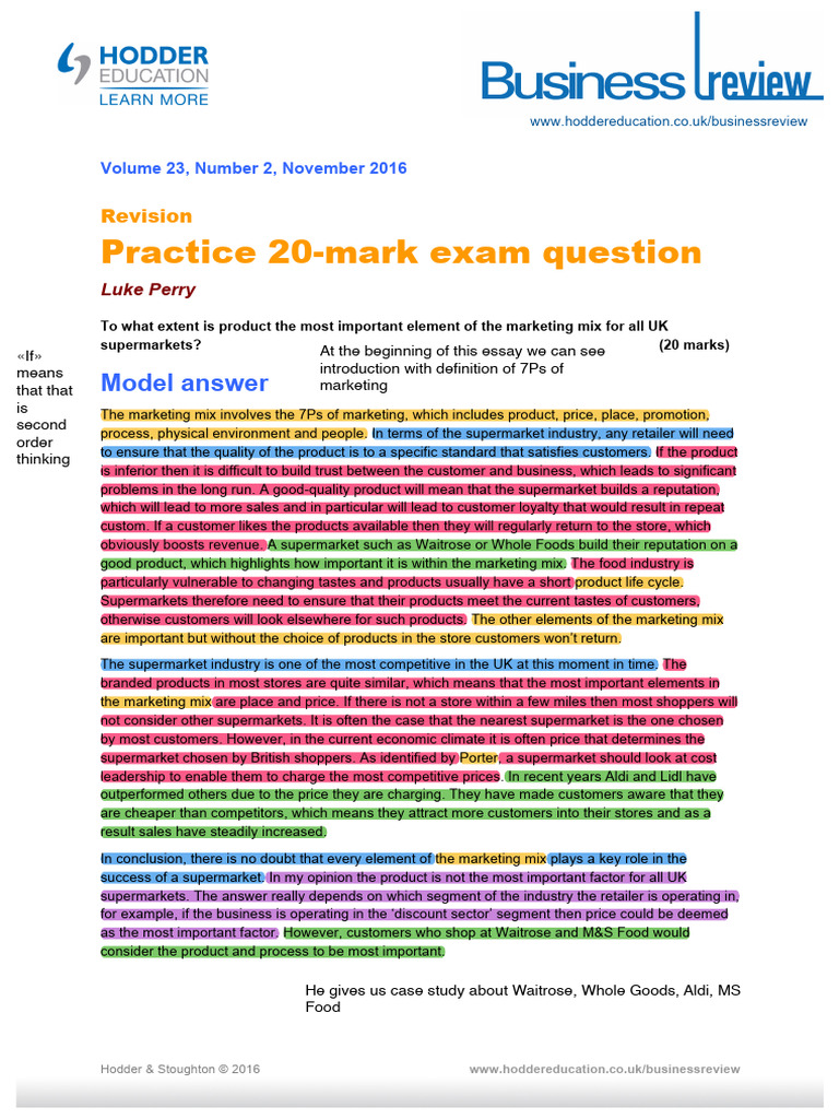 BUSINESS Model Answer | PDF