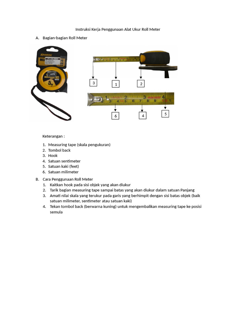 Instruksi Kerja Penggunaan Alat Ukur Roll Meter | PDF