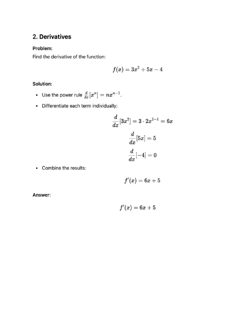 KEY Calc Q2 Derivatives | PDF