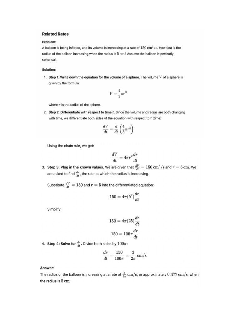 KEY Calc Q6 Related Rates | PDF