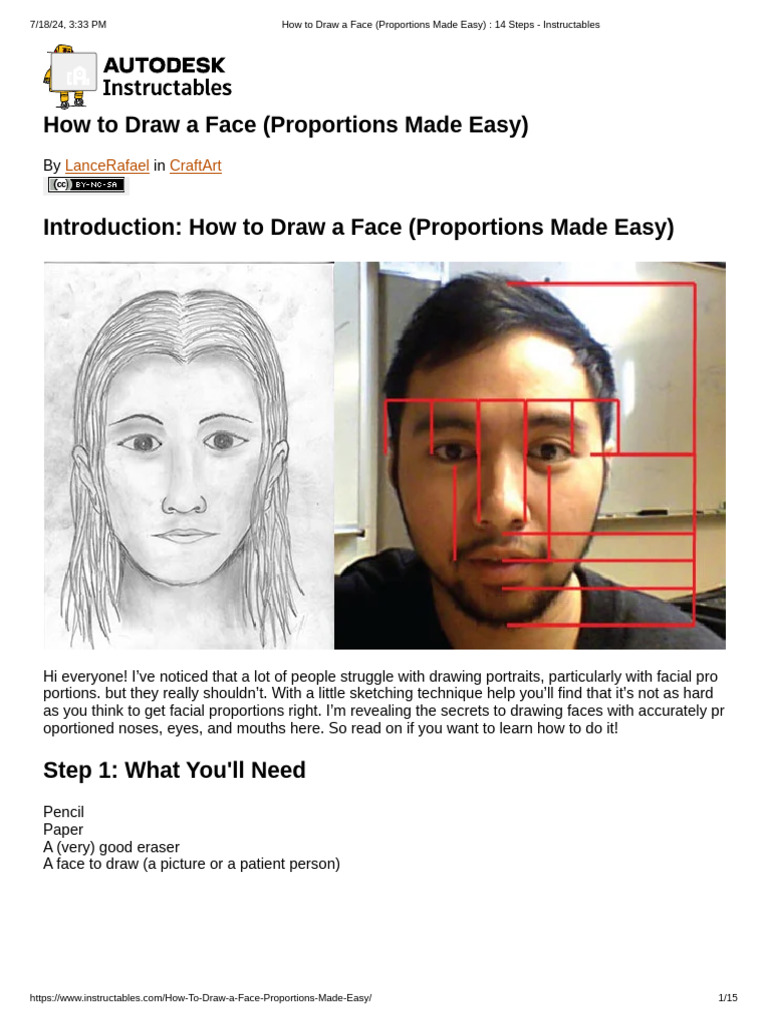 How To Draw A Face (Proportions Made Easy) - 14 Steps - Instructables | PDF