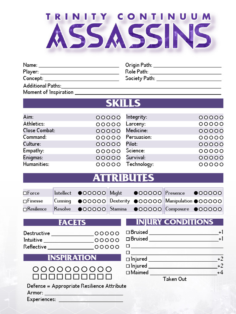 Trinity_Continuum_Assassins_Character_Sheet_OEF2022_03_18 | PDF