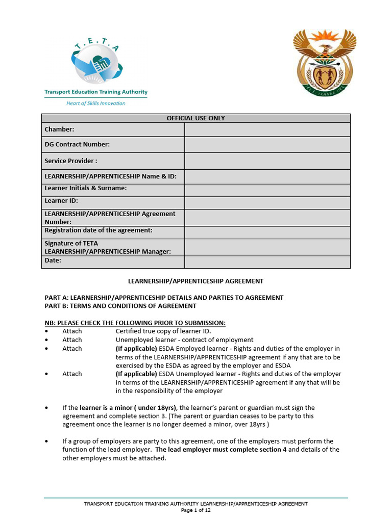 Apprenticeship Agreement Form Final | PDF