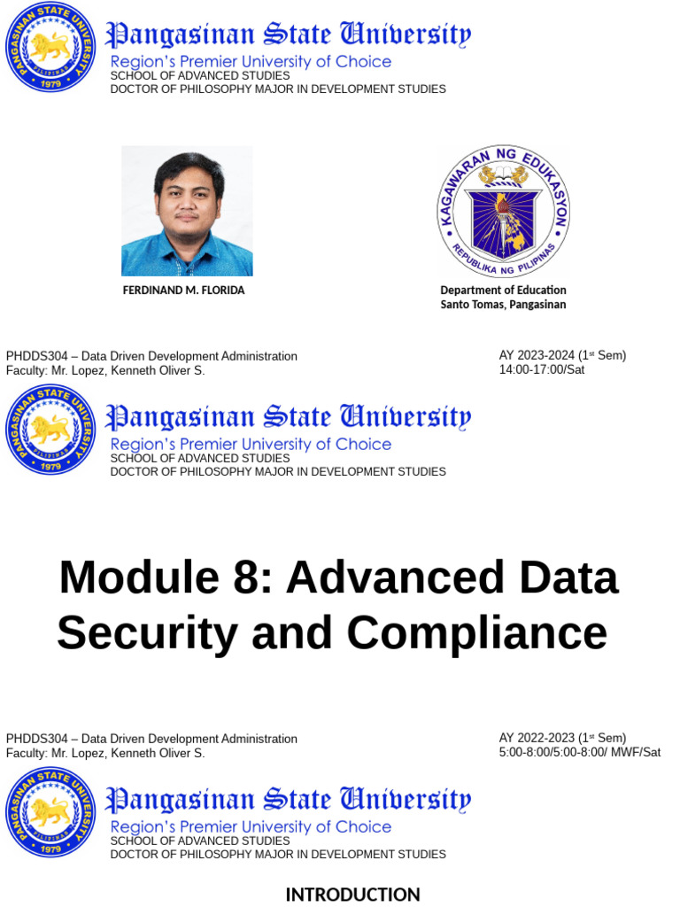 Module 8 Advanced Data Security and Compliance | PDF