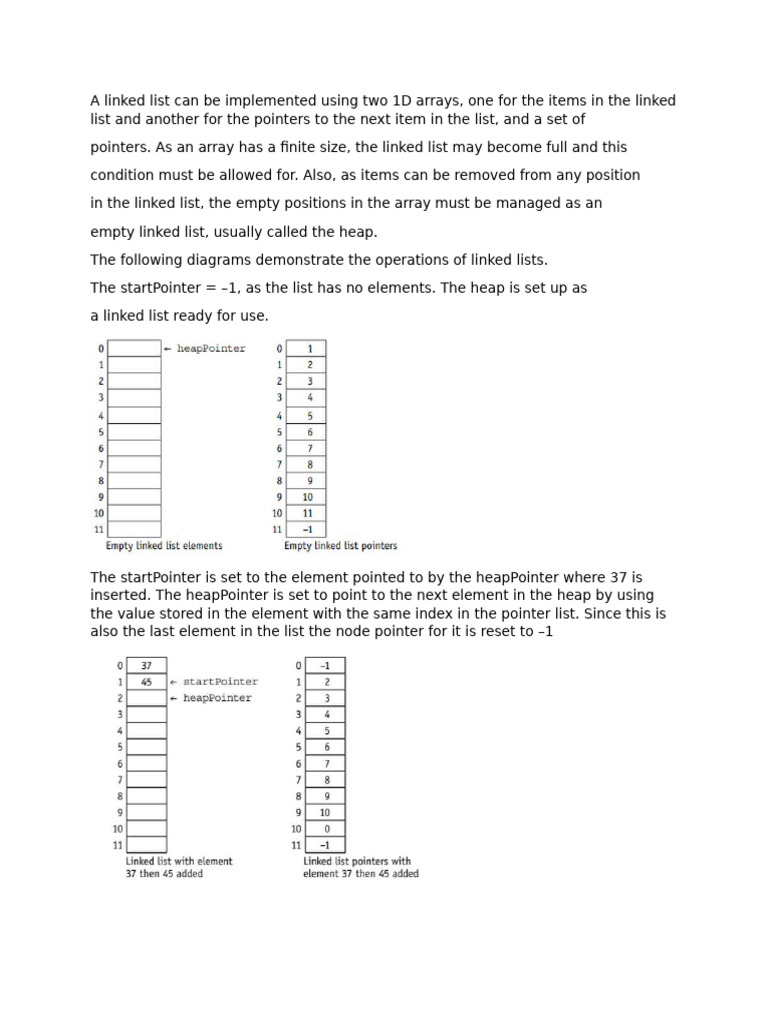 A Linked List Can Be Implemented Using Two 1D Arrays | PDF