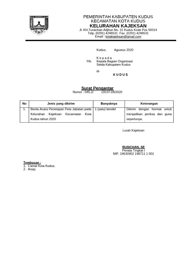 Surat Pengantar Model Kotak | PDF