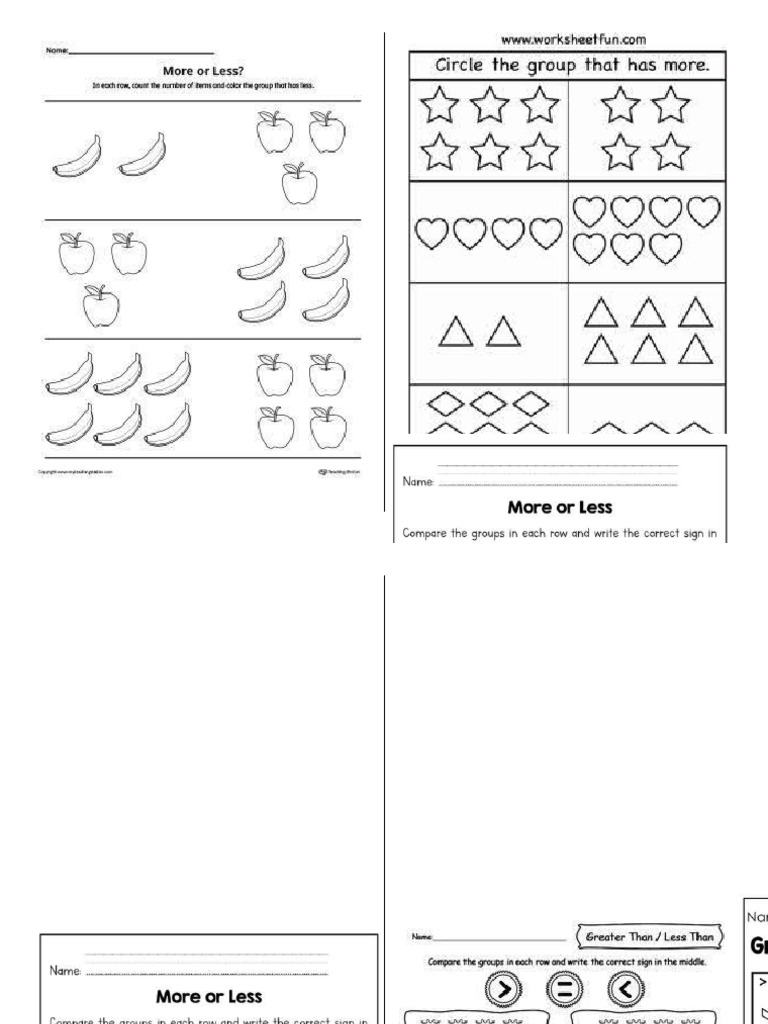 More or Less Worksheet | PDF