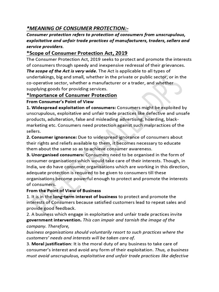 My Notes Revised Consumer Protection | PDF
