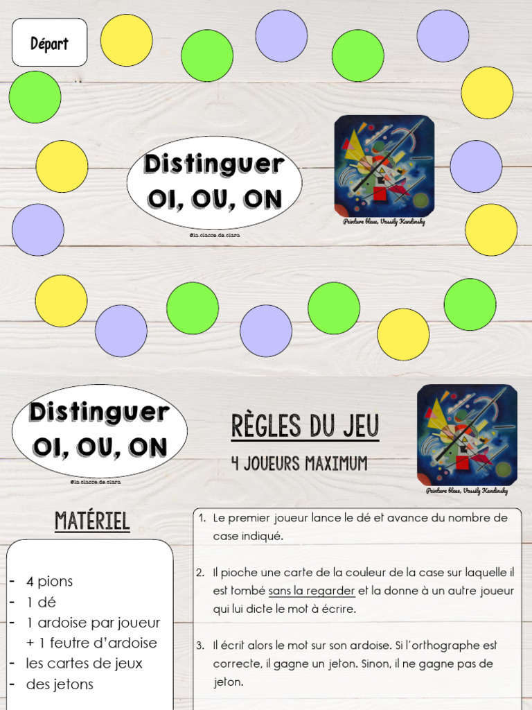 Ce2 Dictecc81e Et Hda Jeu de Plateau Distinguer Oi Ou On Blog 1 | PDF