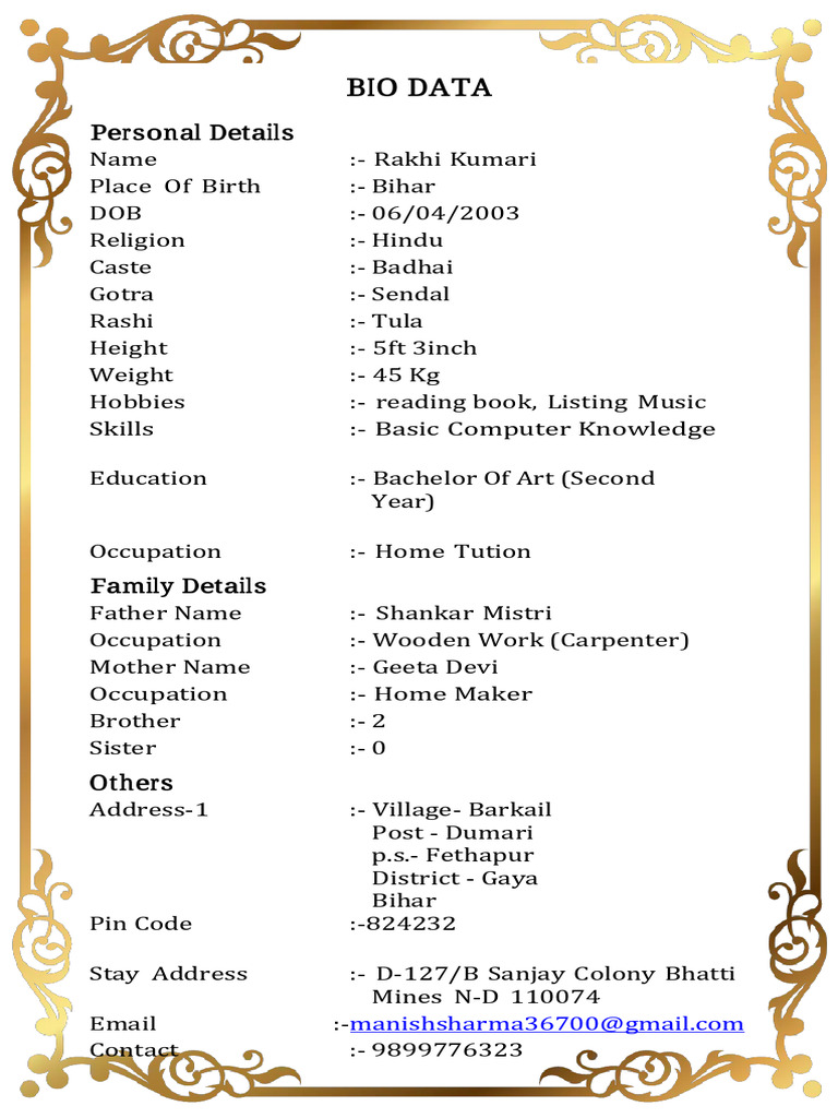 Rakhi Biodata | PDF