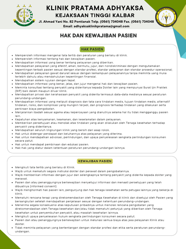 Poster Hak Dan Kewajiban Pasien | PDF