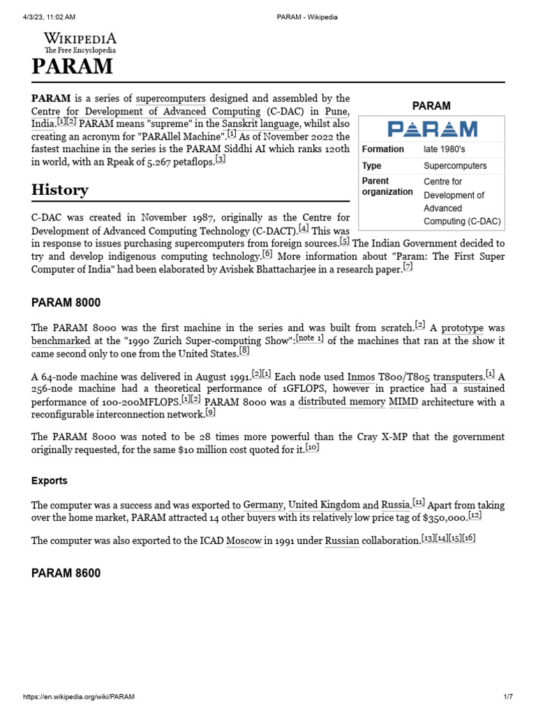 PARAM - Wikipedia | PDF