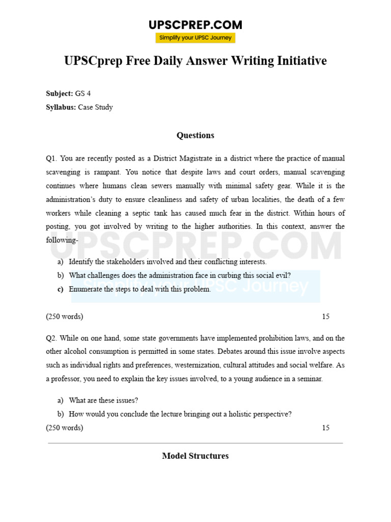 Daily Answer Writing GS 4 Case Study 01 | PDF