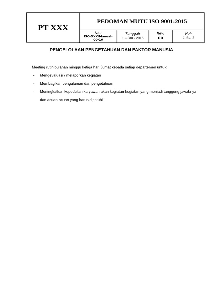 ISO 11 Pengelolaan Pengetahuan Dan Faktor Manusia | PDF