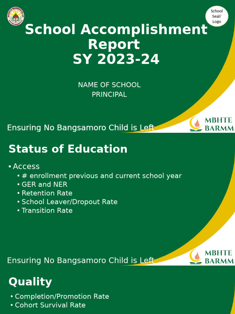 School Accomplishment Template 2024 | PDF