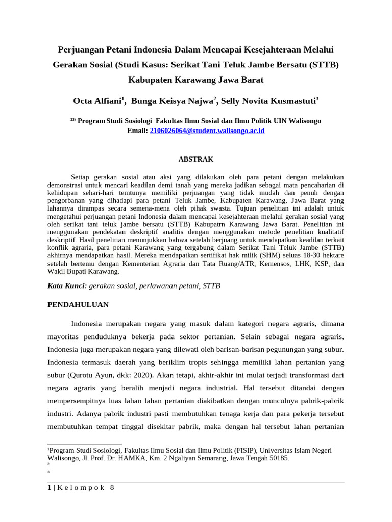 Kelompok 8 Jurnal Gerakan Sosial Petani (STTB) | PDF