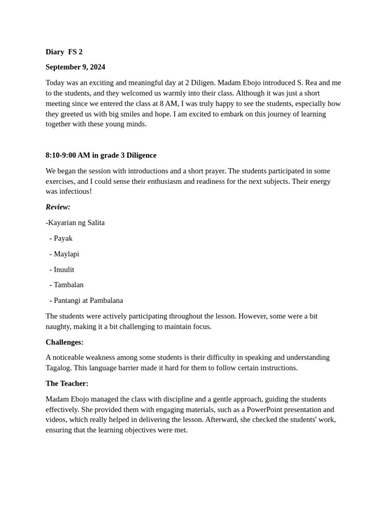 Diary FS 2 | PDF Diary FS 2 | PDF