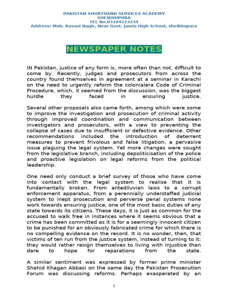 News Notes PSSA Academy | PDF