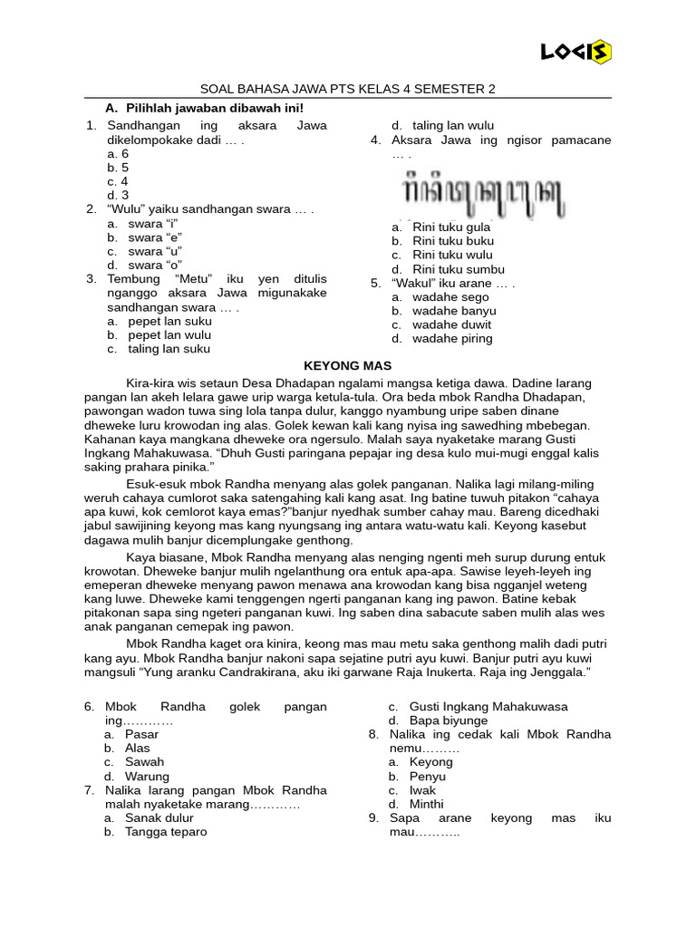 Soal Bahasa Jawa Keyong Mas | PDF