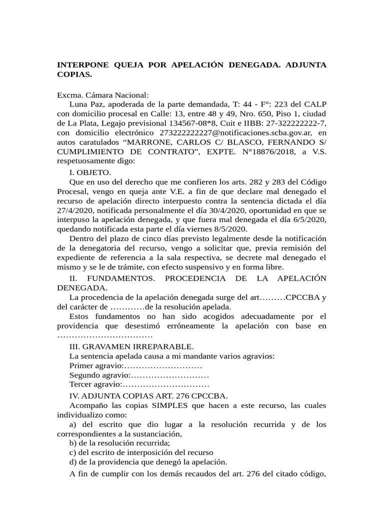 128-m Queja Por Apelac Deneg-Capxii | PDF