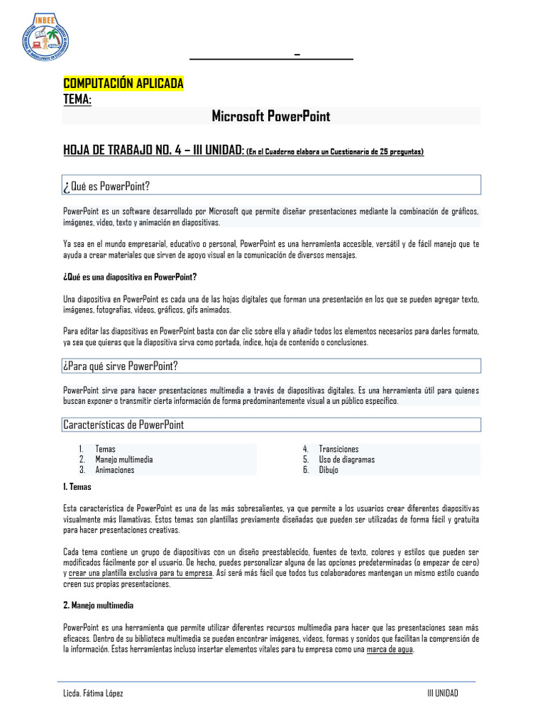 Ht4 III Unidad Compu Aplicada | PDF