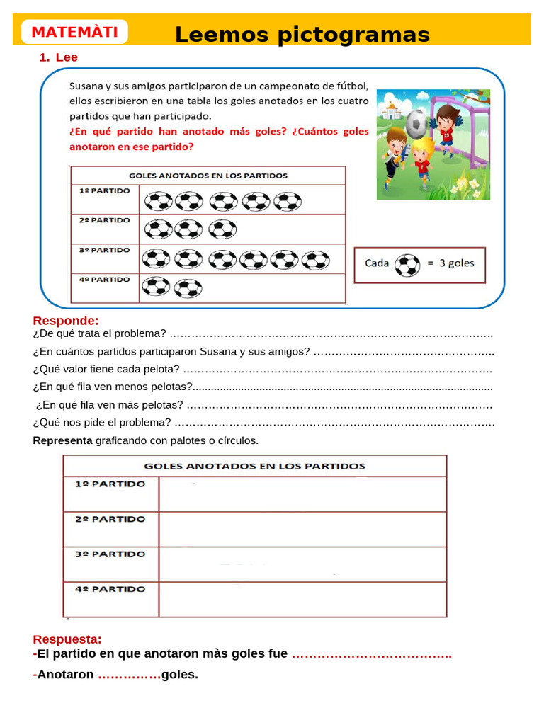 D2 A1 FICHA MAT. Leemos Pictogramas | PDF